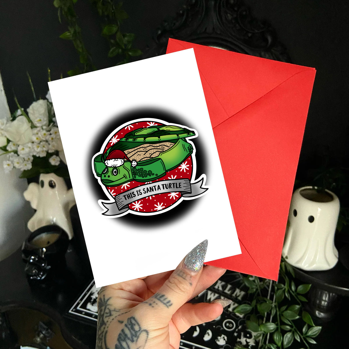 This Is Santa Turtle A6 Greeting Card – Forever Emo